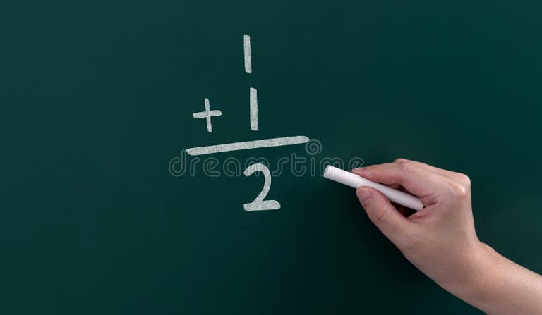 One Plus One Equals Two Written on Chalkboard Stock Photo - Image of ...