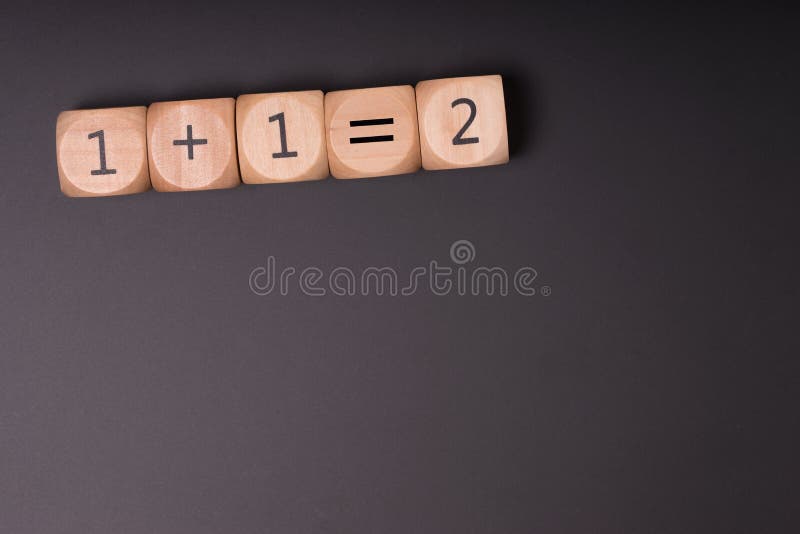 One Plus One Equals Two On Blackboard Stock Photo - Image of boad ...
