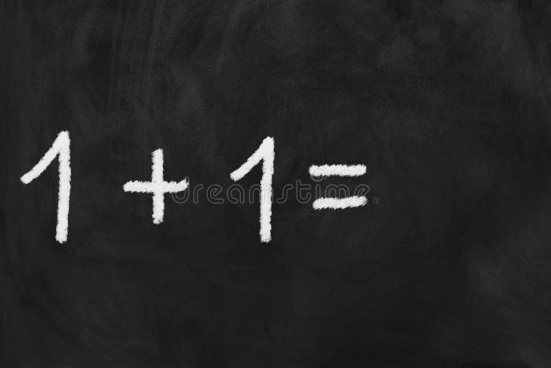 One Plus One is Written on a Blackboard Stock Photo - Image of pattern ...