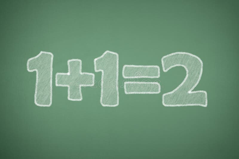 One Plus One is Two on Blackboard Stock Photo - Image of elementary ...