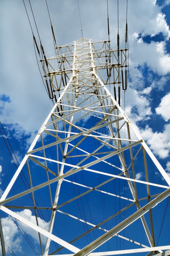 One Pole with Power Lines Close Up Stock Photo - Image of sign, power ...