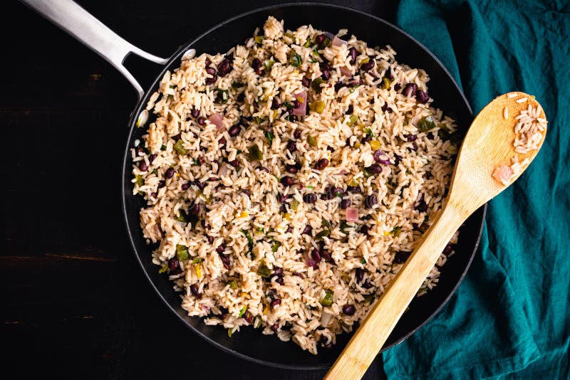 Cilantro Lime Rice with Black Beans in a Skillet Stock Image - Image of ...