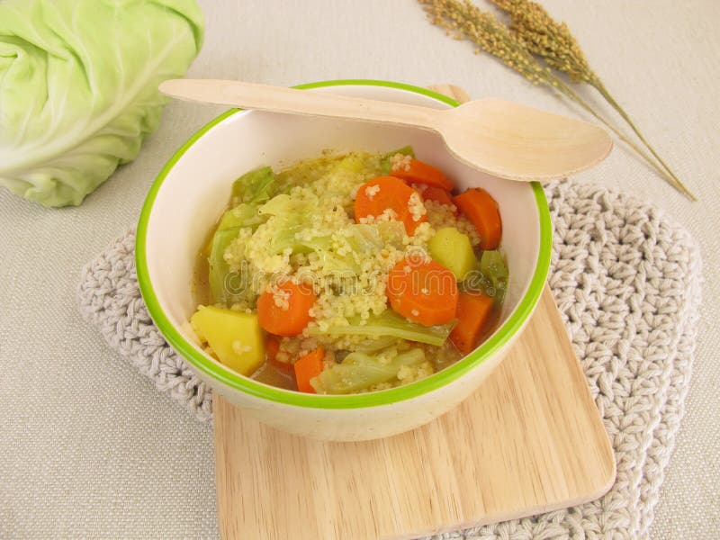One Pot Soup with Cone Cabbage and Millet Stock Image - Image of ...