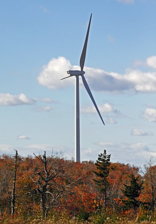 One Power Generating Wind Turbine Autumn Colors Stock Image - Image of ...
