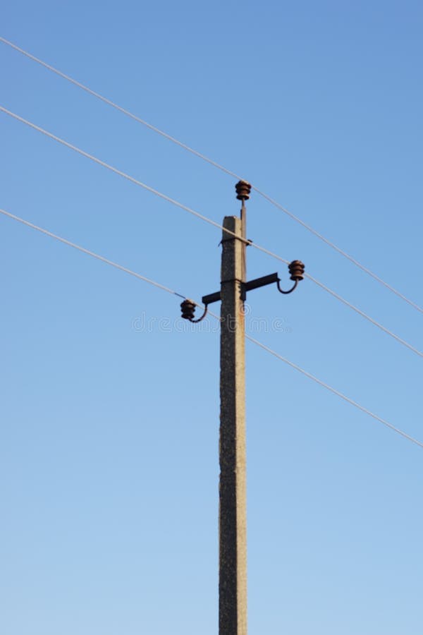 One Power Line in the Blue Sky Stock Image - Image of industry ...