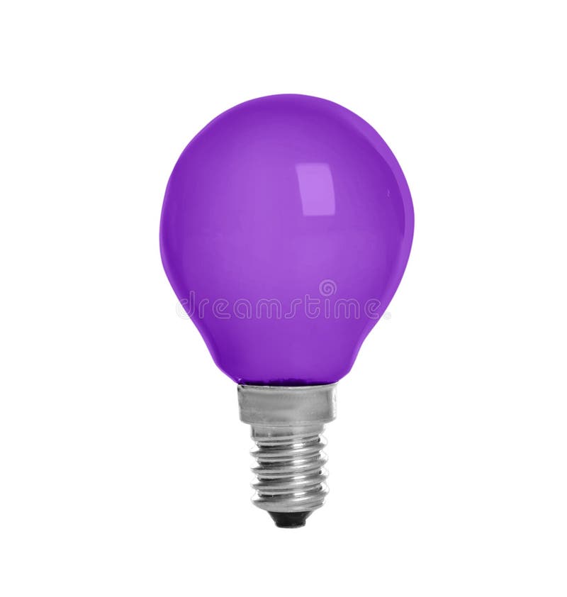 One Purple Light Bulb Isolated on White Stock Photo - Image of ...