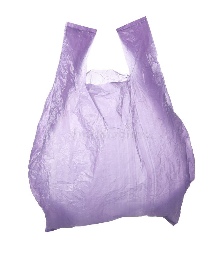 One Purple Plastic Bag Isolated on White Stock Image - Image of ...