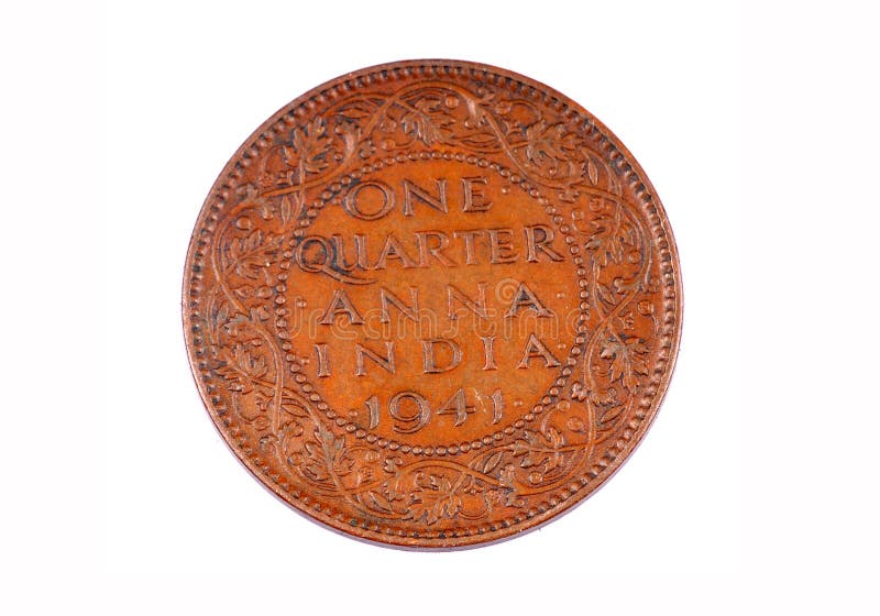 1 quarter Anna coin stock image. Image of indian, business - 130383421