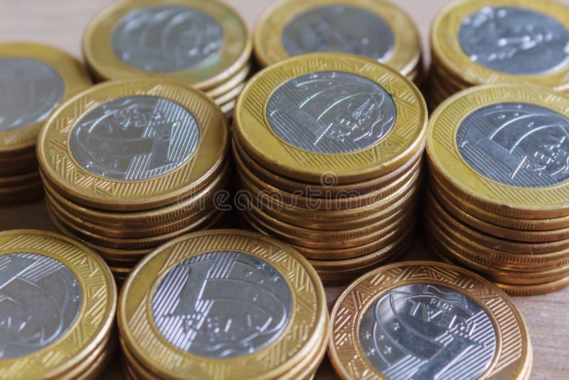 One Real Coins, Brazilian Currency Stock Photo - Image of business ...