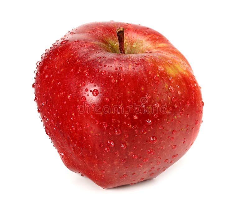 One Red Apple with Water Drops Isolated on White Background Stock Photo ...