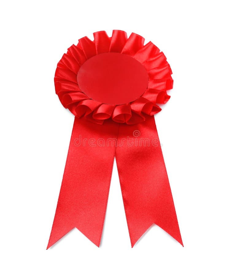 One Red Award Ribbon Isolated on White Stock Image - Image of blank ...