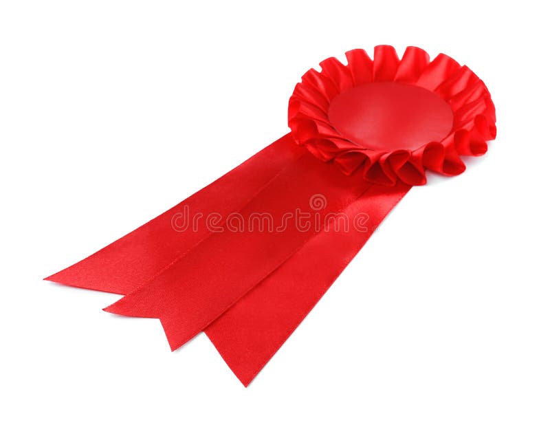 One Red Award Ribbon Isolated on White Stock Image - Image of template ...