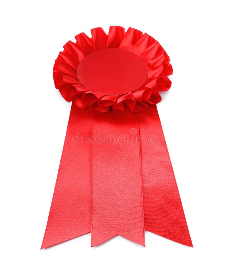 One Red Award Ribbon Isolated on White Stock Photo - Image of bright ...