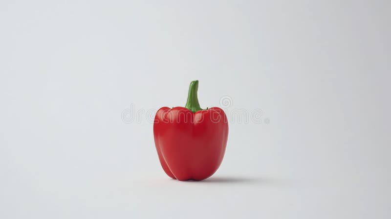 One Red Bell Pepper, Detached from Others, is Positioned on a White ...