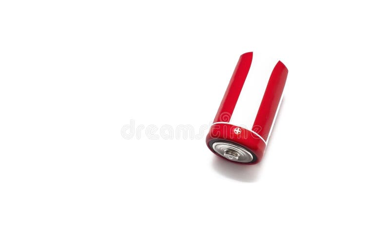 One Red Big Size Battery Isolated on White Backgraound Stock Image ...