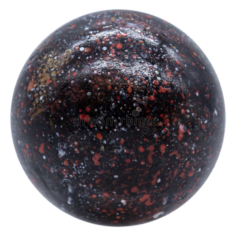 One Red Black Speckled Glass or Ceramic Marble or Ball Stock Photo ...