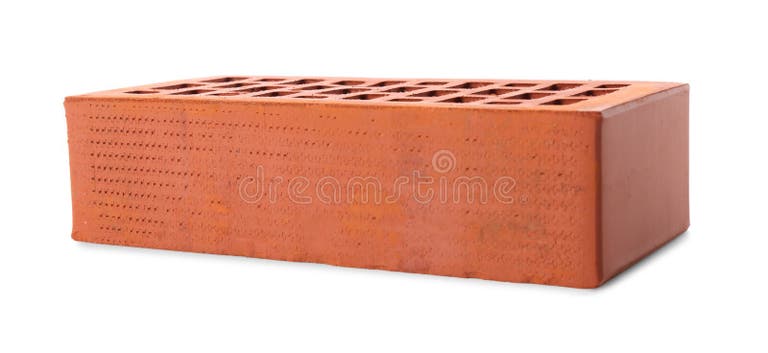 One Red Brick Isolated on White. Building Material Stock Image - Image ...