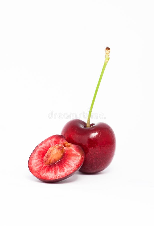 One red cherry and a half stock photo. Image of bright - 20589348