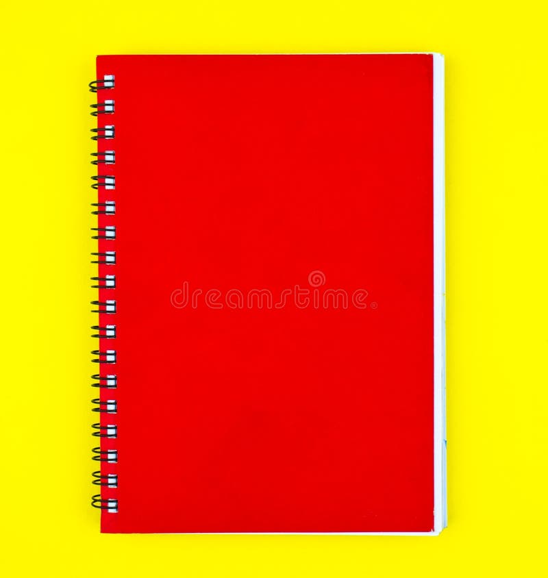 One Red Colored Note Paper Diary Placed on a Isolated Yellow Background ...