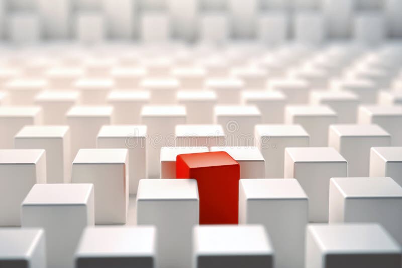 One Red 3d Cube among Many White Ones, Concept of Difference and ...