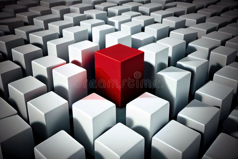 One Red 3d Cube among Many White Ones, Concept of Diversity and ...