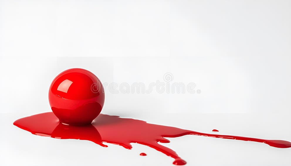 One Red Dropped Ball Isolated on White Stock Image - Image of concept ...