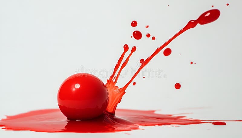 One Red Dropped Ball Isolated on White Stock Image - Image of physics ...