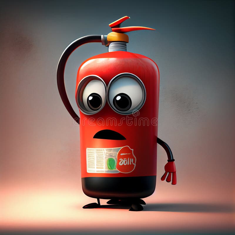 One Red Fire Extinguisher Cartoon Hero Stock Illustration ...