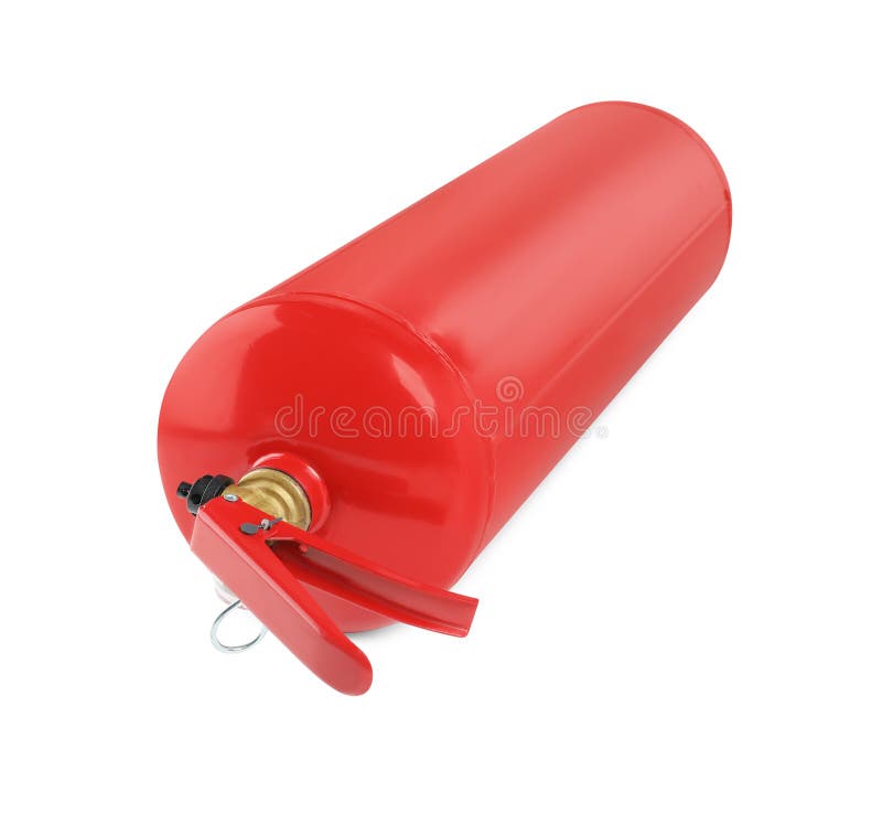 One Red Fire Extinguisher on White Background Stock Image - Image of ...
