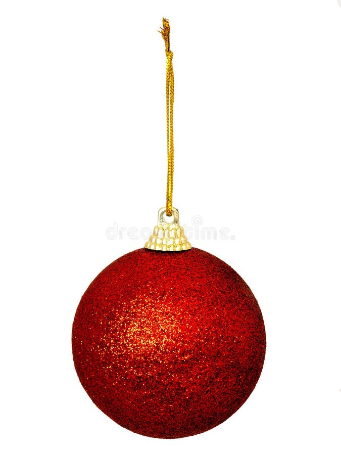 One Red Glittery Christmas Bauble Isolated Stock Photo - Image of vivid ...