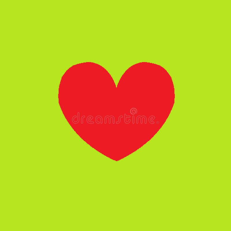One Red Heart on Vivid Green Background Stock Illustration ...
