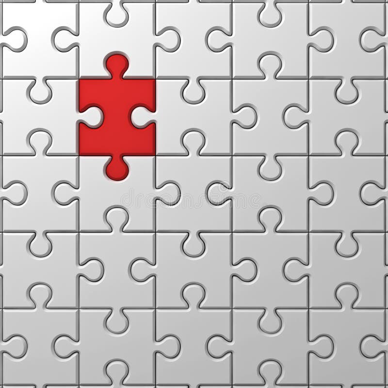 One Red Jigsaw Puzzle Stand Out from Other White Jigsaw Puzzle Pieces ...