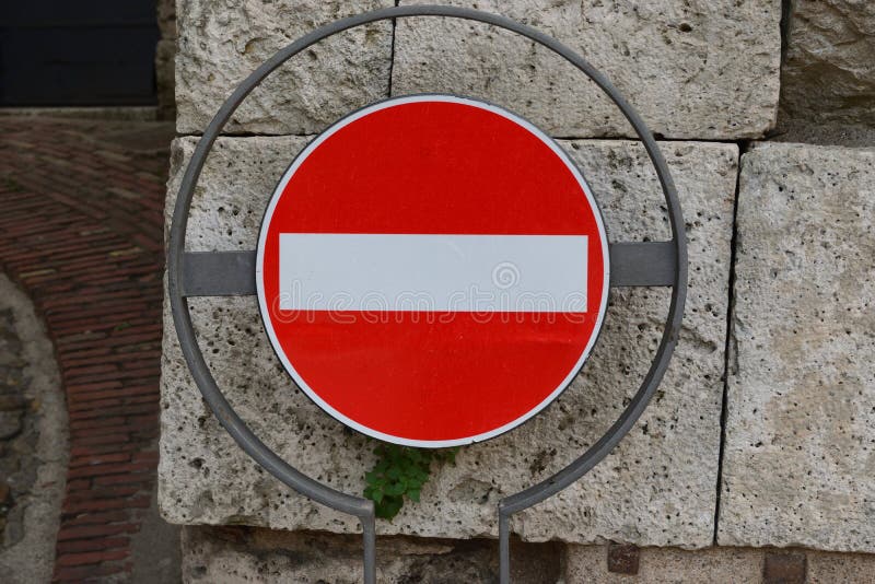 One Red No Entry Traffic Sign Stock Image - Image of metal, base: 226477411