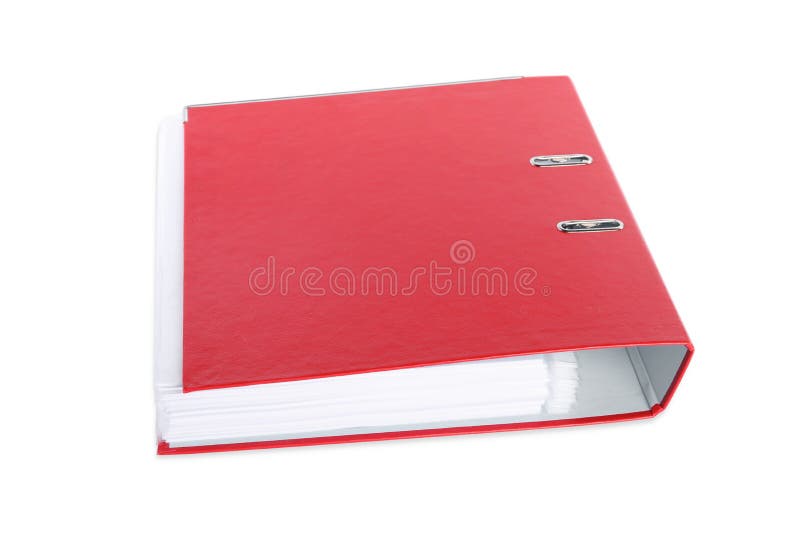 One Red Office Folder Isolated on White Stock Photo - Image of ...