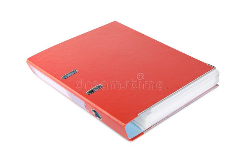 One Red Office Folder Isolated on White Stock Photo - Image of ...