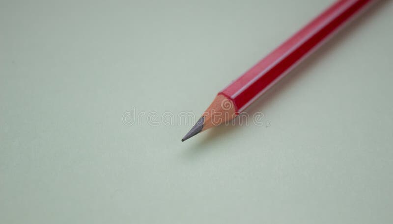 One Red Pencil on a Light Green Background. Stock Image - Image of draw ...