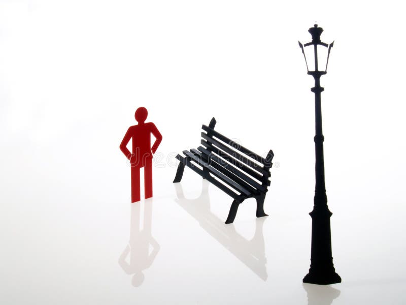 One Red People Sign and Bench Stock Image - Image of internet, human ...