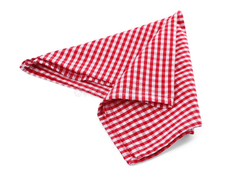 One Red Plaid Napkin Isolated on White Stock Image - Image of beautiful ...