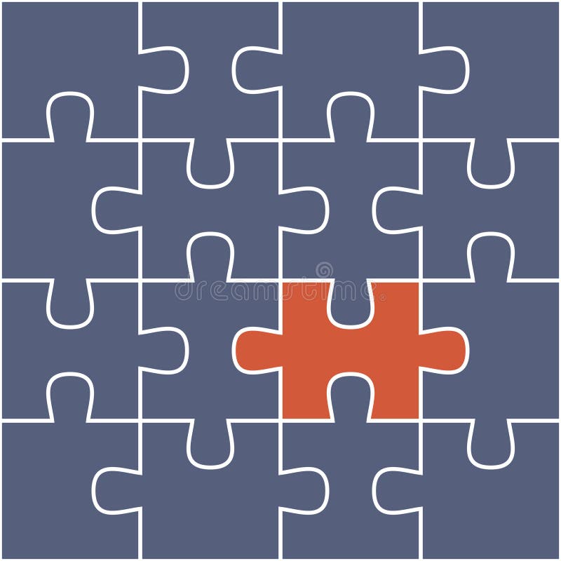 One Red Puzzle between Blue Stock Vector - Illustration of solution ...