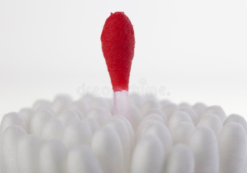 One Red Q-tip stock photo. Image of cotton, closeup, fiber - 18043790