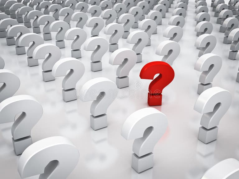 One Red Question Mark among White Question Marks Different Concept ...