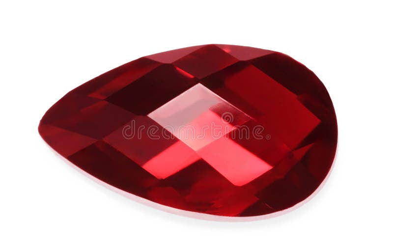 One Red Shiny Gemstone Isolated on White Stock Image - Image of white ...