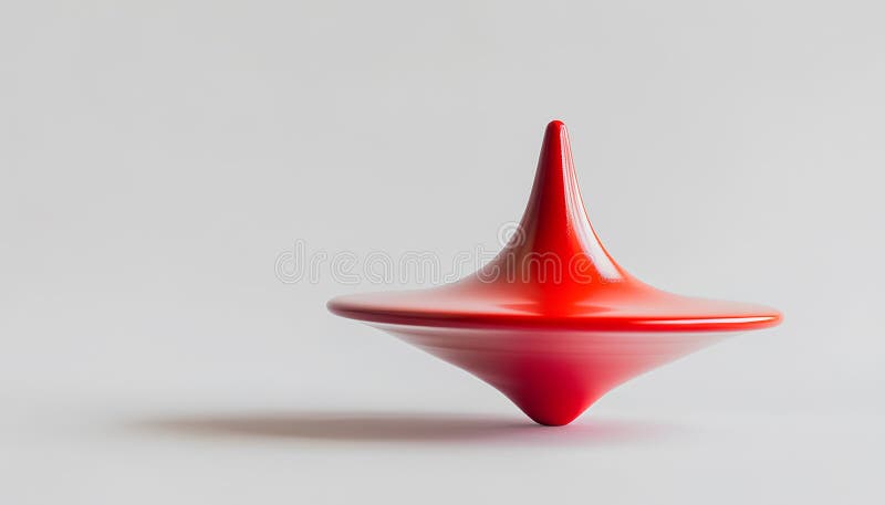 One Red Spinning Top on White Background Stock Photo - Image of ...
