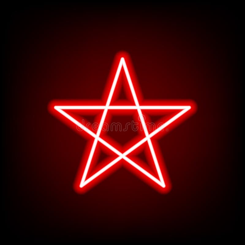 One Red Star Neon Tube Light on Black for Pattern and Design,vector ...