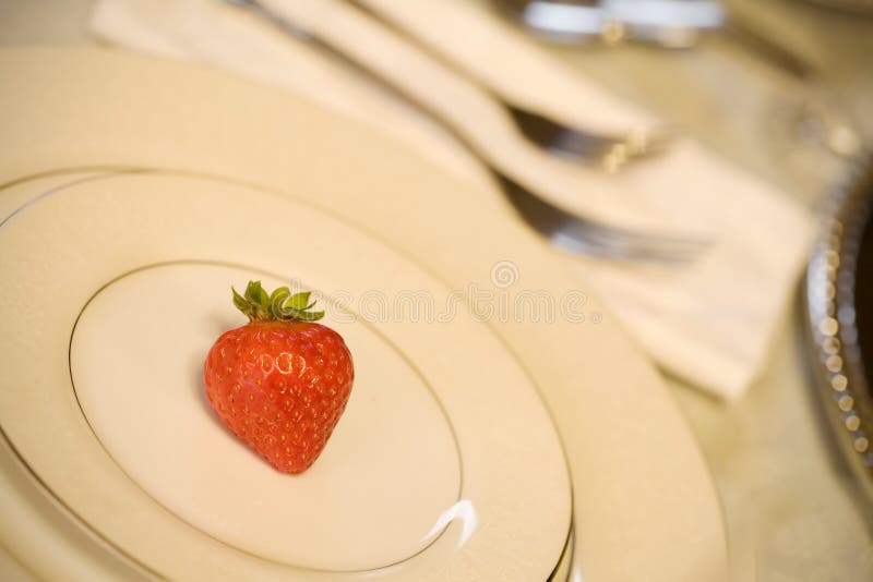 One Red Strawberry on Plate Stock Image - Image of appetizer, sepia ...