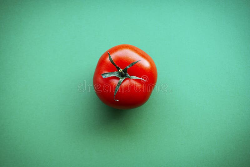 One Ripe Tomato on a Green Surface. Stock Photo - Image of salad ...