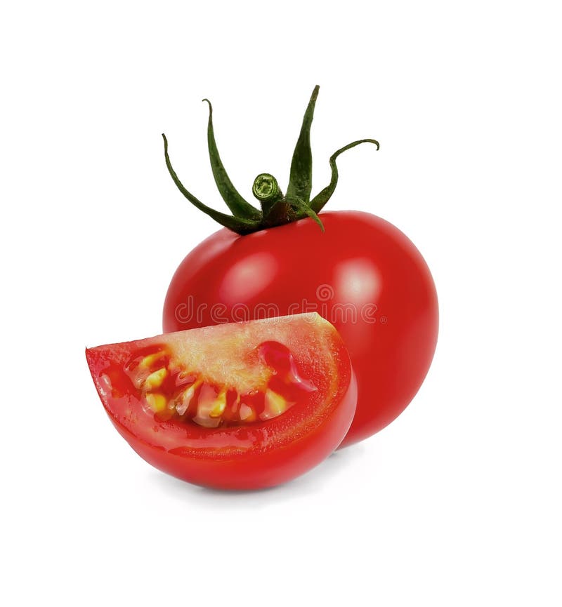 One Red Tomato and Half Cut Off Stock Image - Image of quarter, plant ...