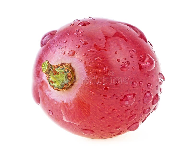 One Ripe Berry of Red Grape with Water Drops Isolated on White ...