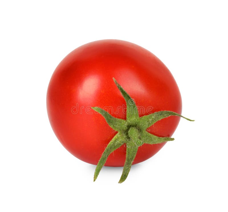 One Ripe Cherry Tomato Isolated on White Stock Photo - Image of ...