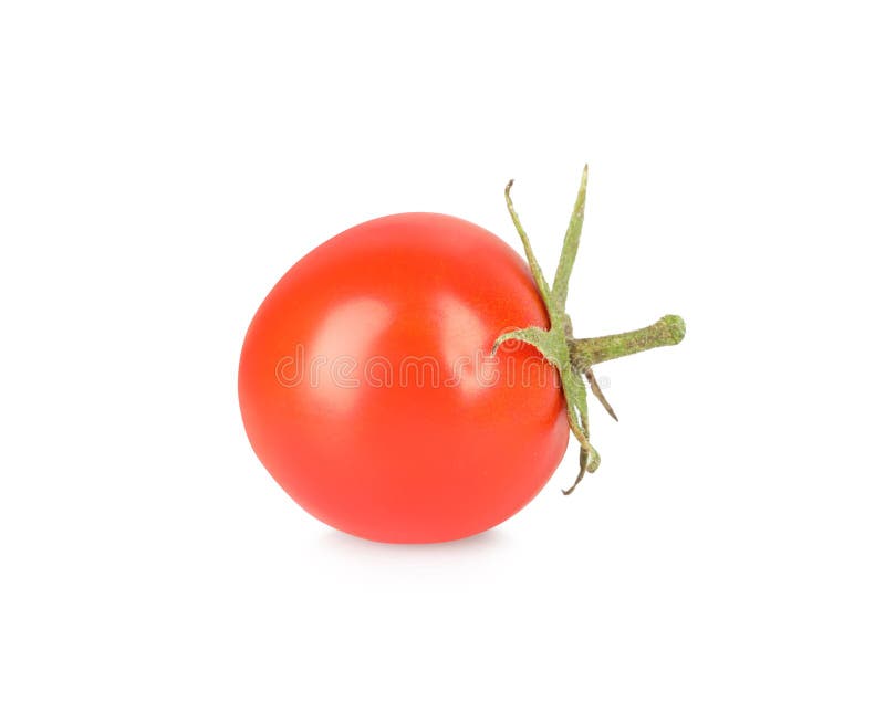 One Ripe Cherry Tomato Isolated on White Stock Image - Image of harvest ...